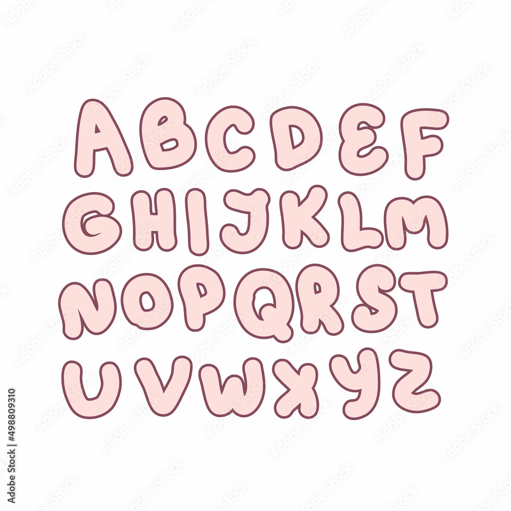 Bubble retro alphabet in 1970s style. Seventies nostalgic bold typeface ...