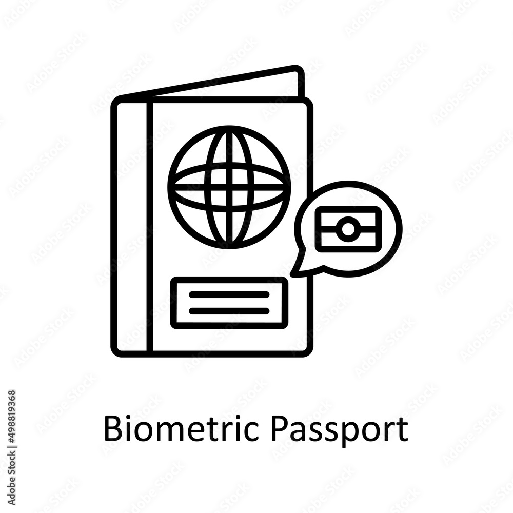 Biometric Passport Vector Outline Icons For Your Digital Or Print