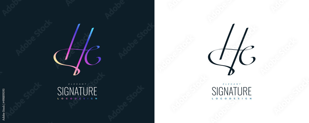 Initial H and C Logo Design in Colorful Gradient with Minimalist ...