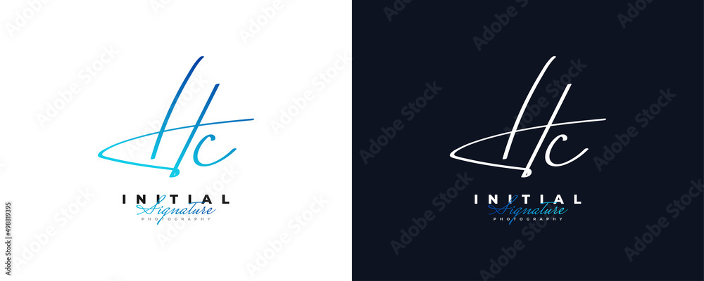 Initial H and C Logo Design in Blue Gradient with Minimalist ...