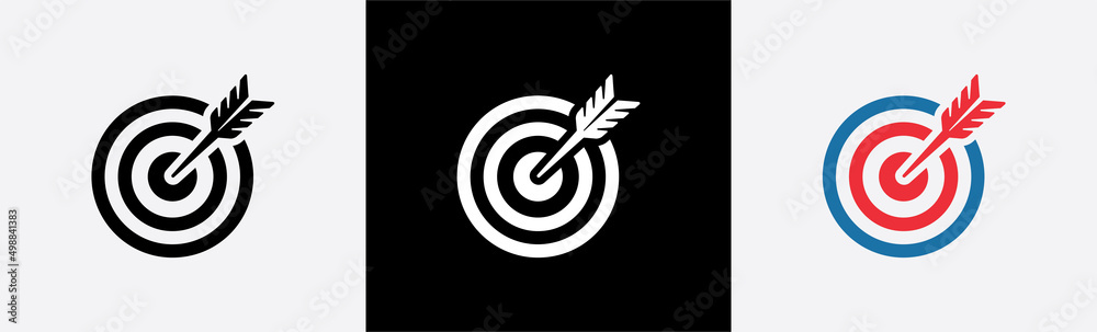 Target with arrow icon sign. Bullseye symbol vector for apps and ...