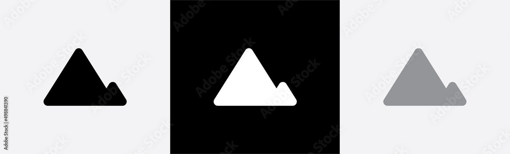 Two mountain peaks icon. Simple modern mountain adventure symbol ...