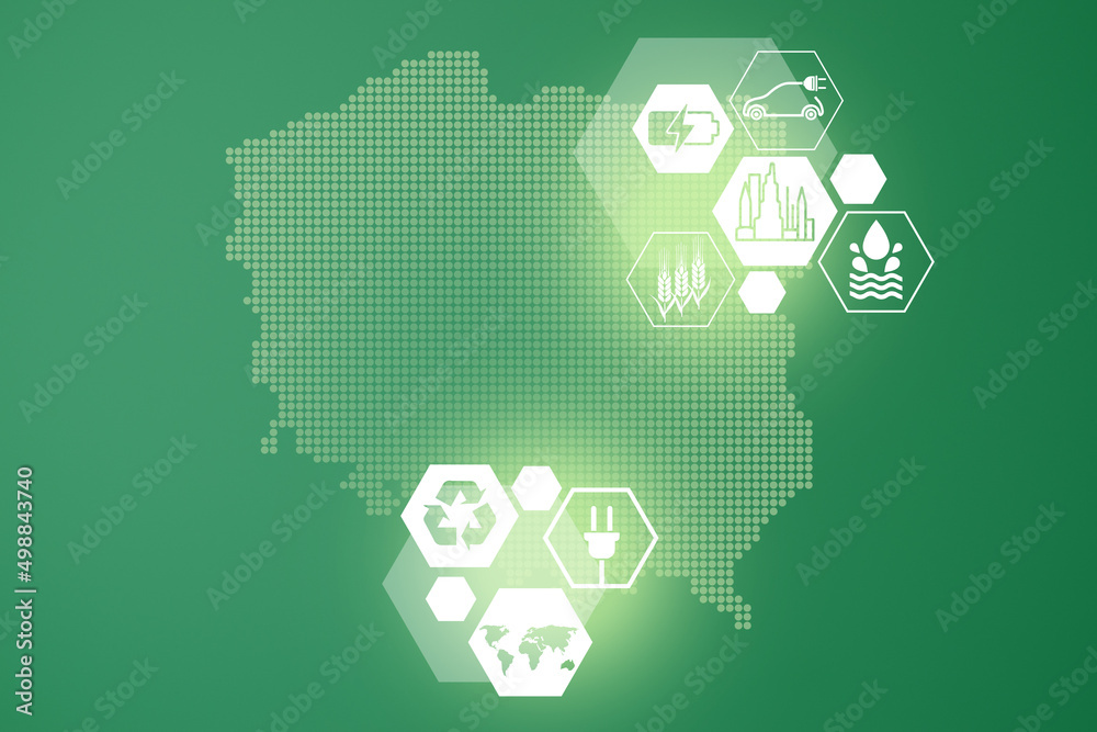 Energy saving concept. Energy innovation with future industry of power ...