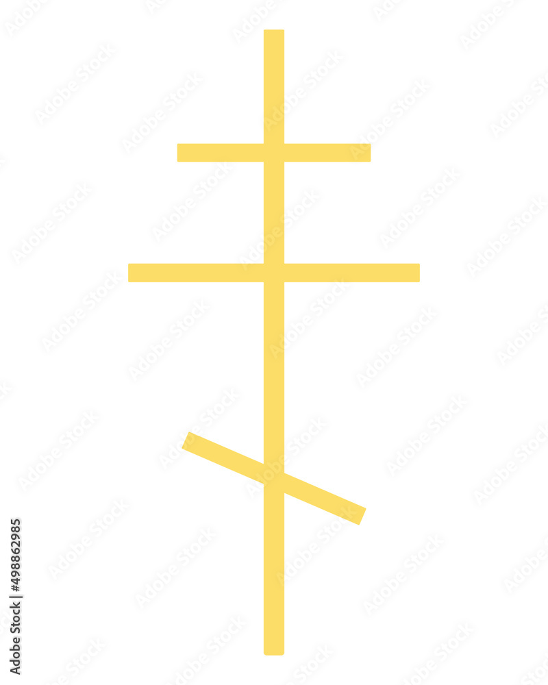 Russian Orthodox cross. A golden eight-pointed cross. An accessory for ...