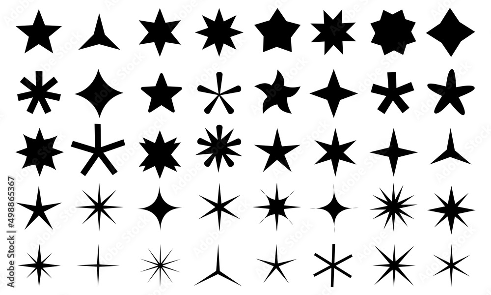 set of black silhouettes of stars Stock Illustration | Adobe Stock