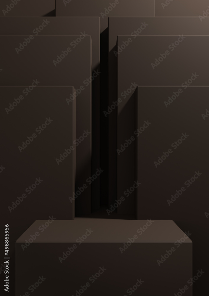 Dark brown 3D rendering simple, minimal, geometric background for ...