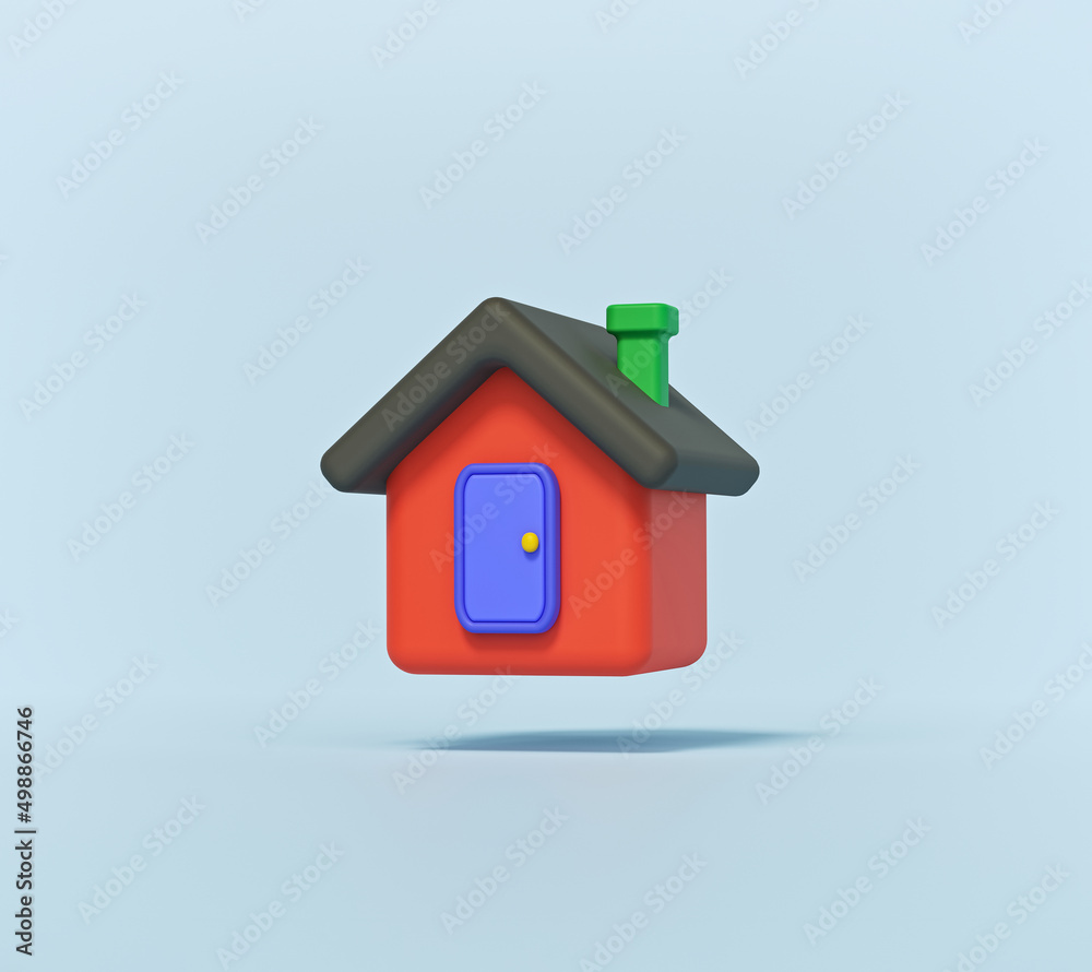 minimal style cute home, house icon isolated. 3d rendering Stock ...
