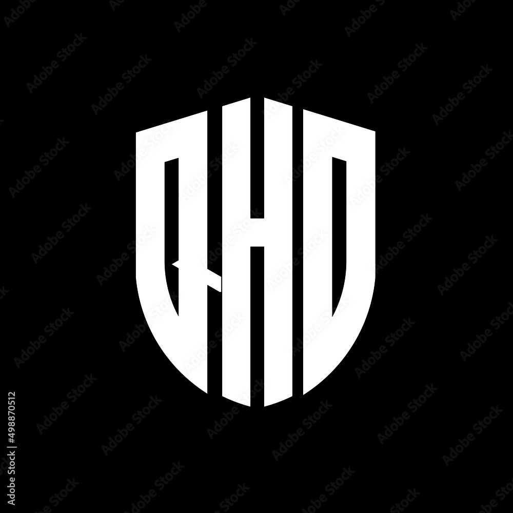 QHD letter logo design. QHD modern letter logo with black background ...