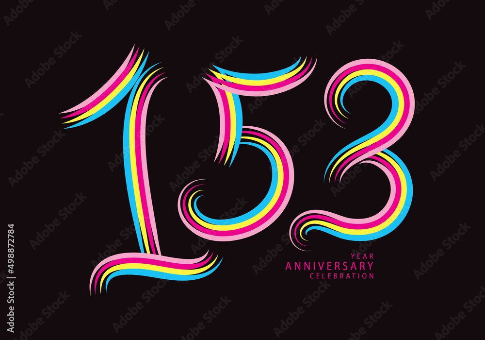 153 number design vector, graphic t shirt, 153 years anniversary ...