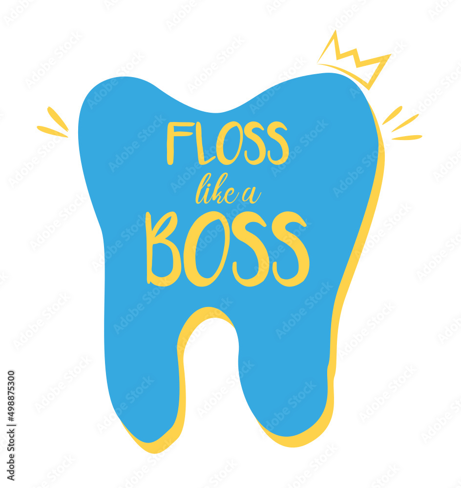 Dental lettering illustration for kids. Typography poster with dental ...