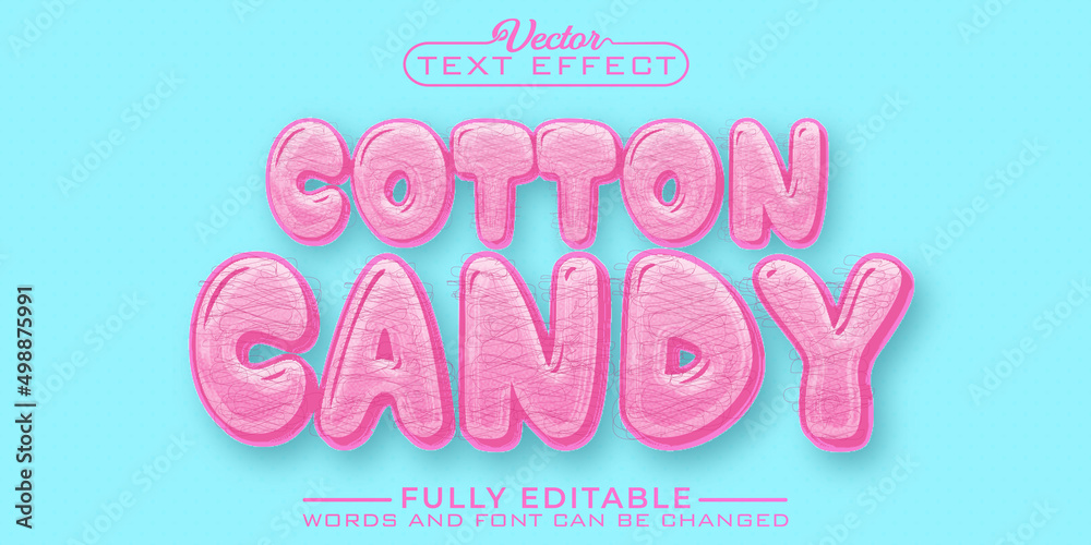 Cartoon Pink Cotton Candy Vector Editable Text Effect Template Stock ...