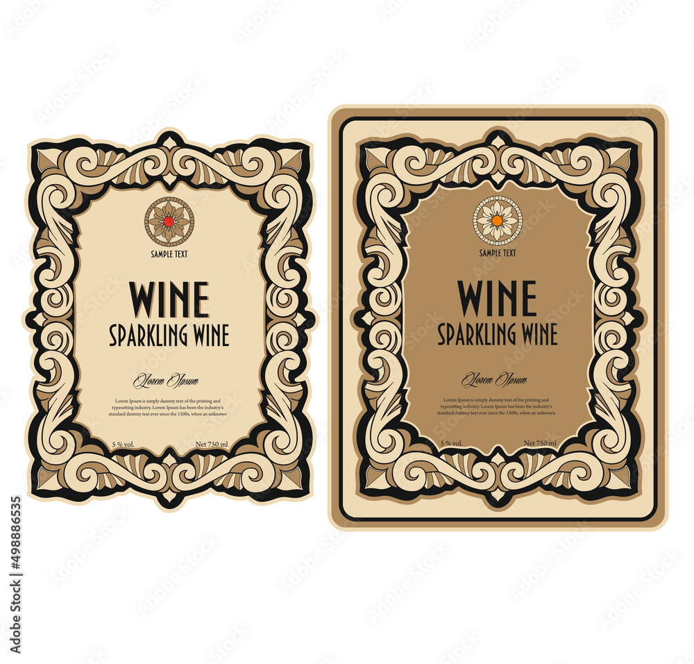 Wine Label Vintage frame border retro label hand drawn antique ...