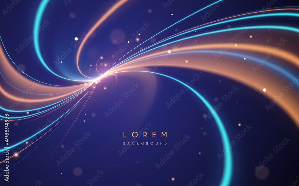 Abstract blue and yellow light rays background Stock Vector | Adobe Stock