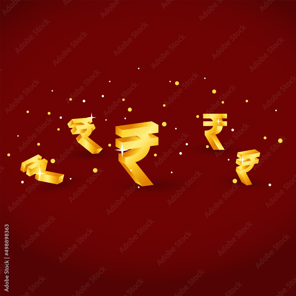 India currency Rupee 3D Angle Vector Element With Gold And Shiny Color ...
