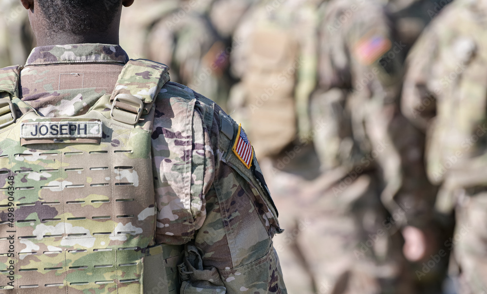 Foto de Detail view of the US Army uniform worn by soldiers in a ...