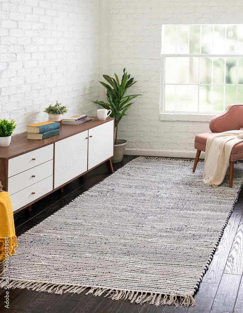 Modern living area floor rug interior room jute rug texture design ...