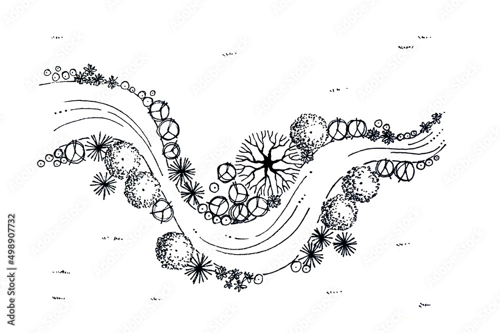 Landscape architecture plan design for backyard, country house or ...