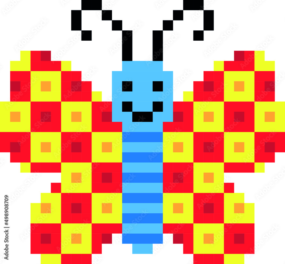 Butterfly Pixel Art isolated on white Background vector pixel ...