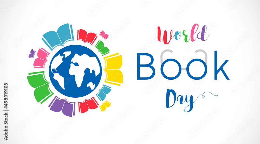 World Book Day greeting card, creative congrats poster. Educational ...