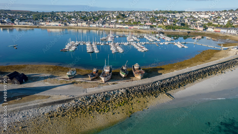 Shipwrecks in Camaret sur Mer harbour in Crozon peninsula; Brittany ...