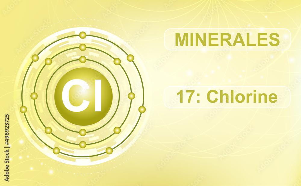 Electronic shell diagram of the mineral and macroelement CL, chlorine ...
