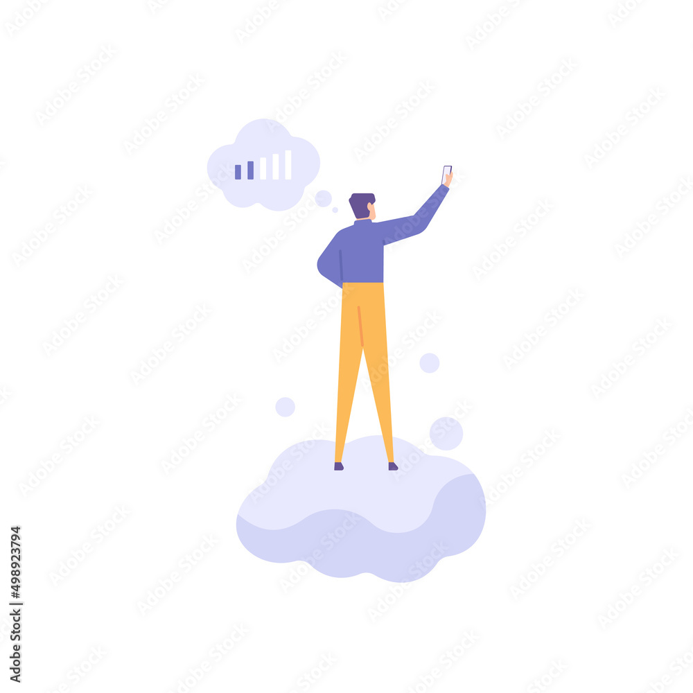 no signal, no internet network, weak signal. illustration of a man ...