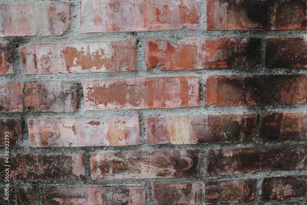 the crack of red brick wall design for simple lifestyle Stock Photo ...