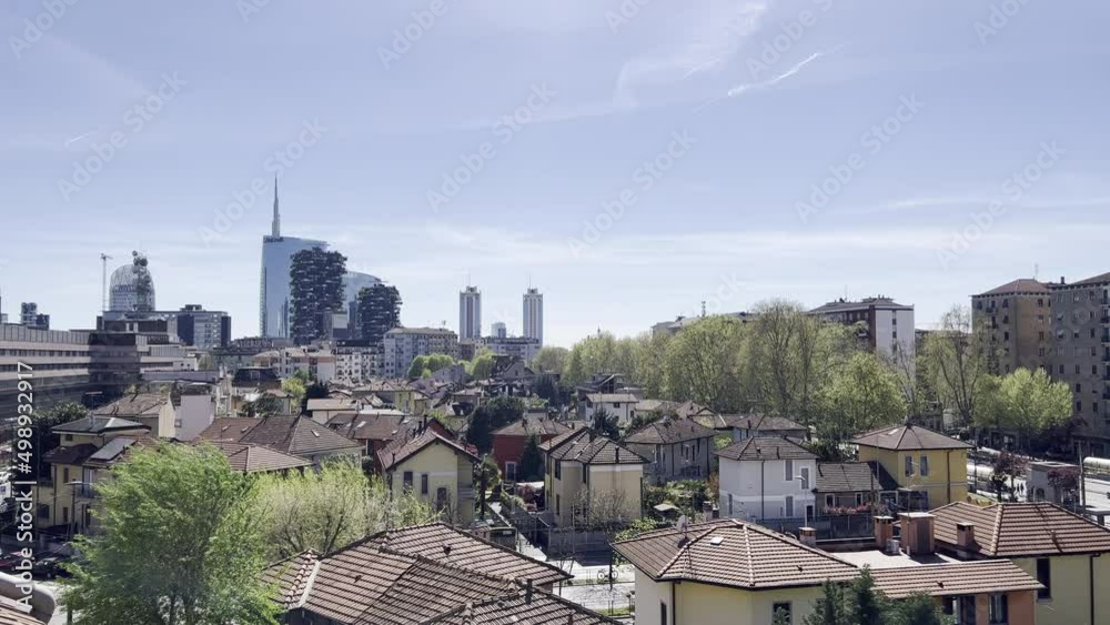 View of downtown of Milan, Italy. Stunning skyline on the background ...
