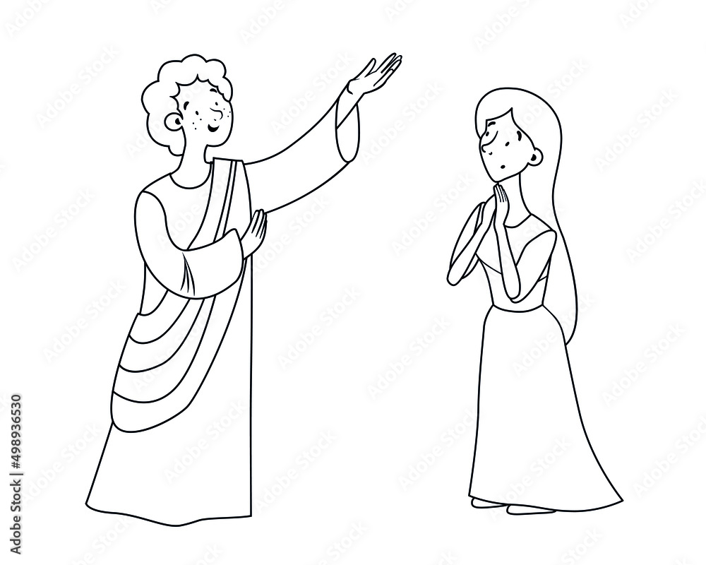 Biblical story of the Annunciation. Picture for Sunday school. Angel ...