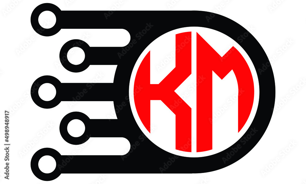 KM circle speed logo design vector template | monogram logo | abstract ...