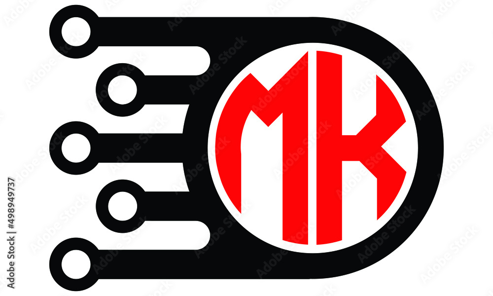 MK circle speed logo design vector template | monogram logo | abstract ...