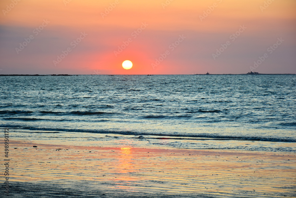 Beautiful sunset at Chaung Thar Beach Stock Photo | Adobe Stock