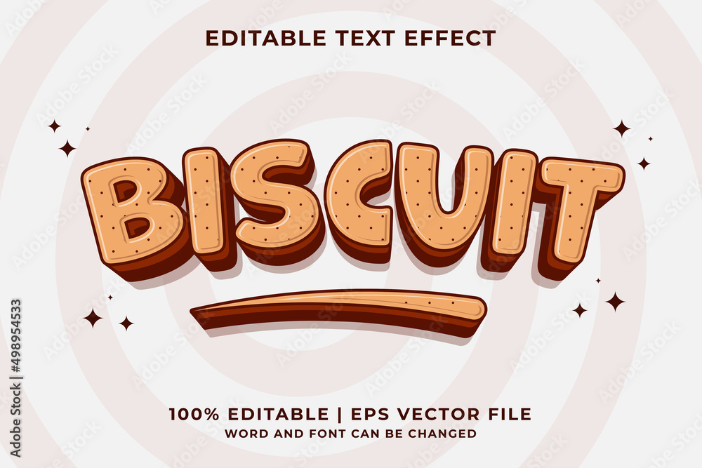 Editable text effect Biscuit 3d Cartoon template style premium vector ...