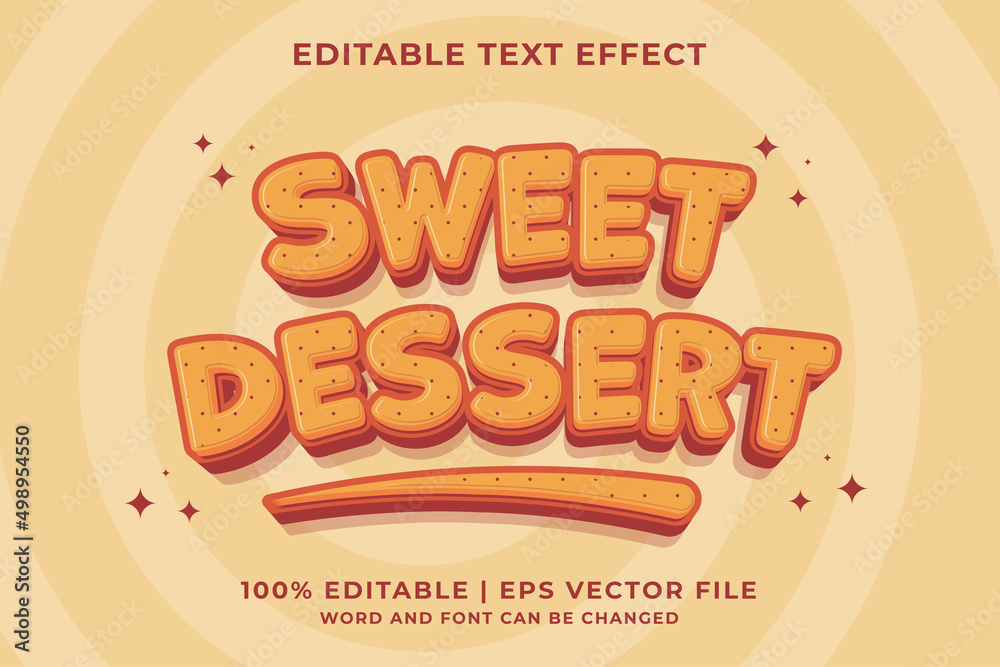 Editable text effect Sweet Dessert 3d Cartoon template style premium vector Stock Vector | Adobe ...
