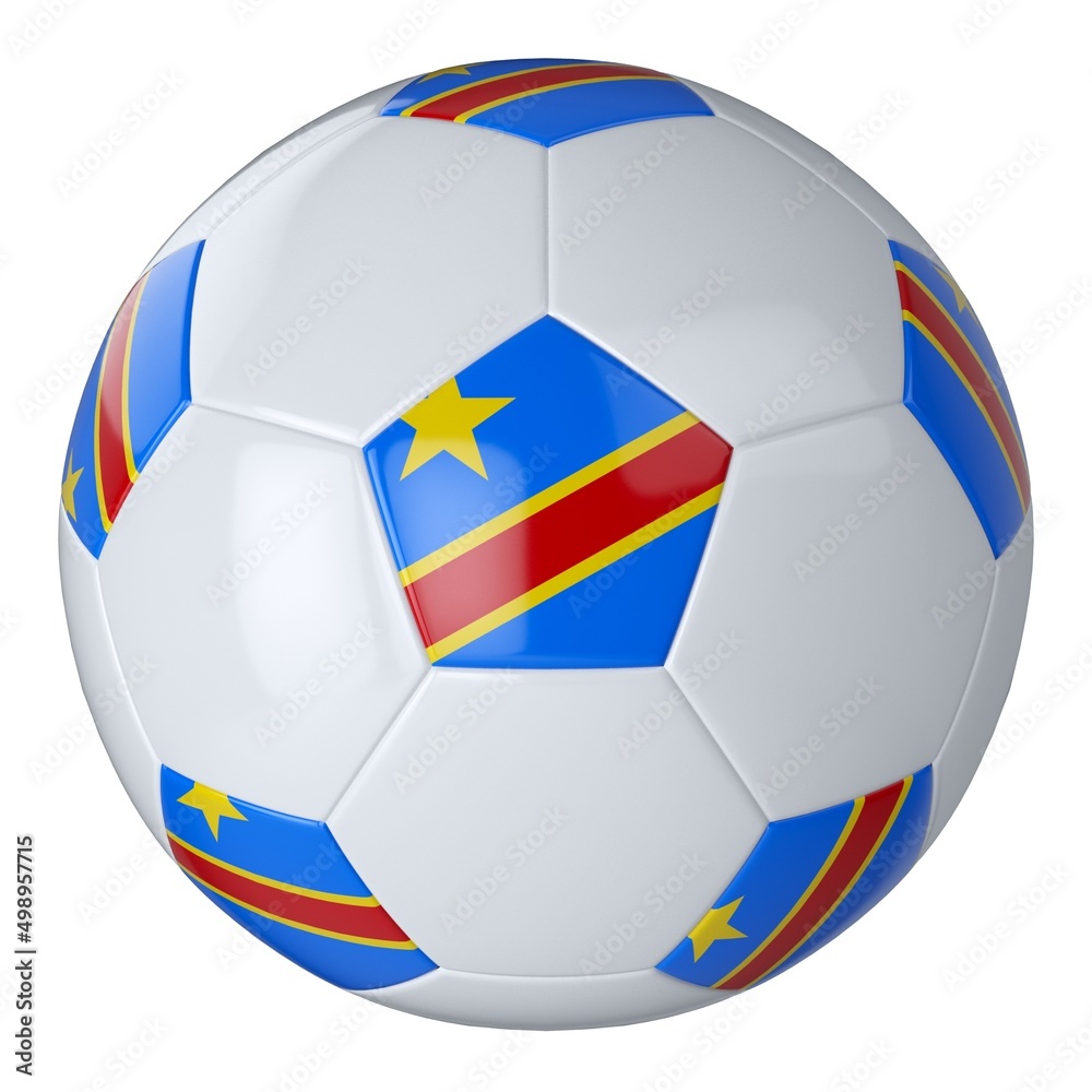 White football ball with the flag of the Republic of Congo on a white ...