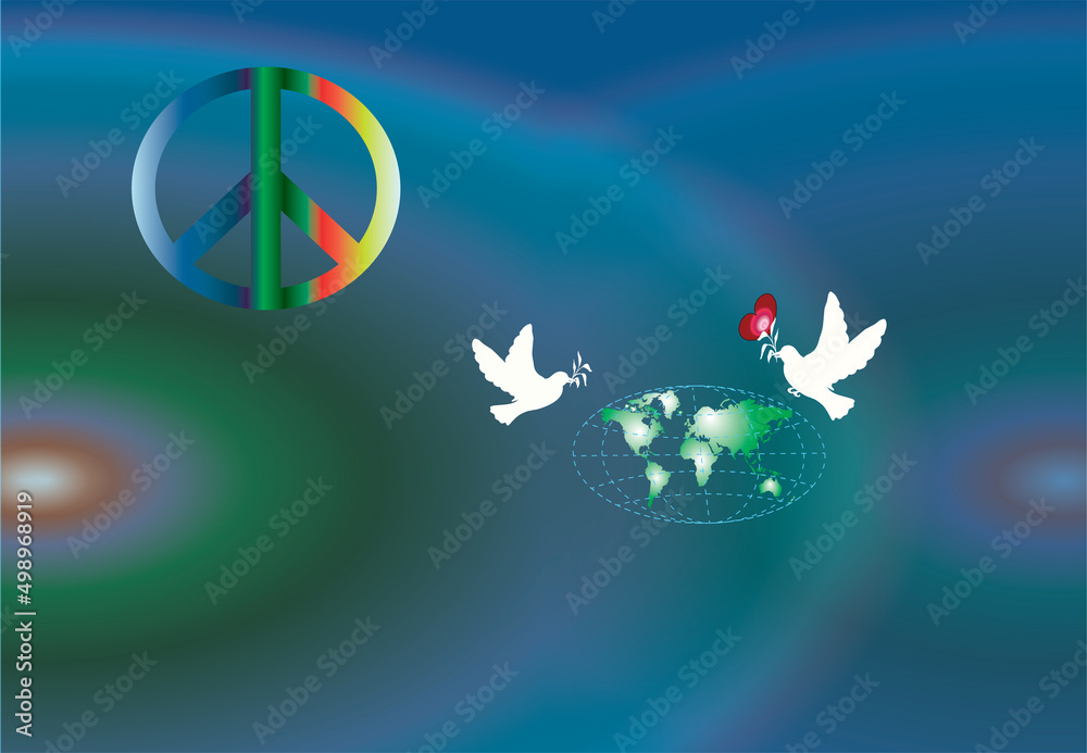 Illustration of loving peace on the Earth with White pigeon carrying ...
