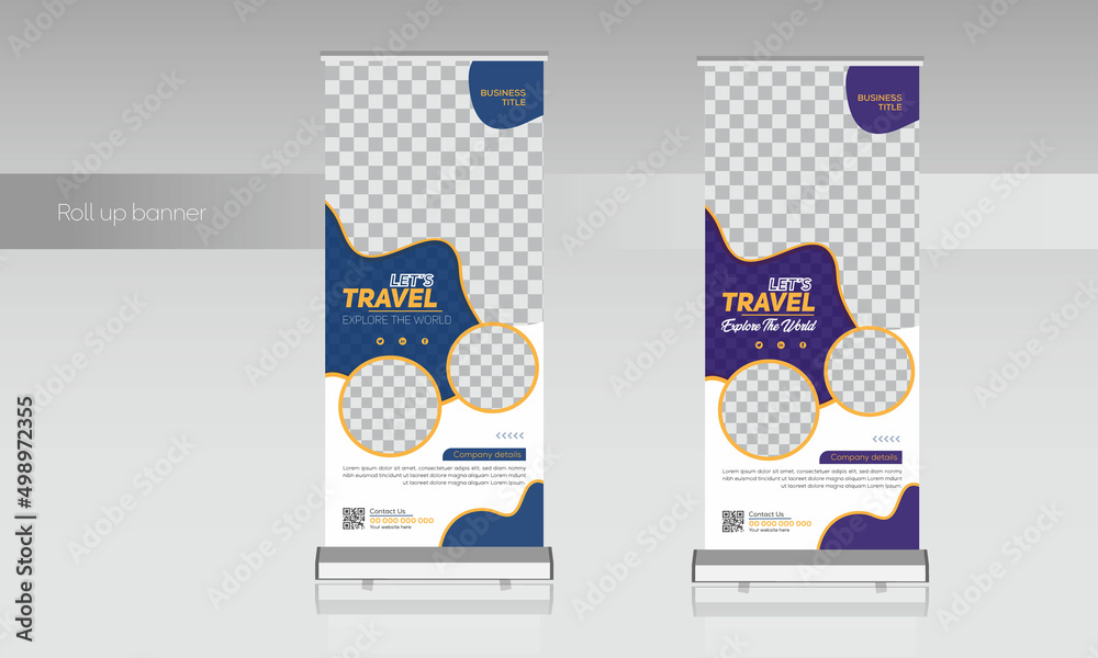 Travel and tour vacation roll up banner design or pull up banner ...