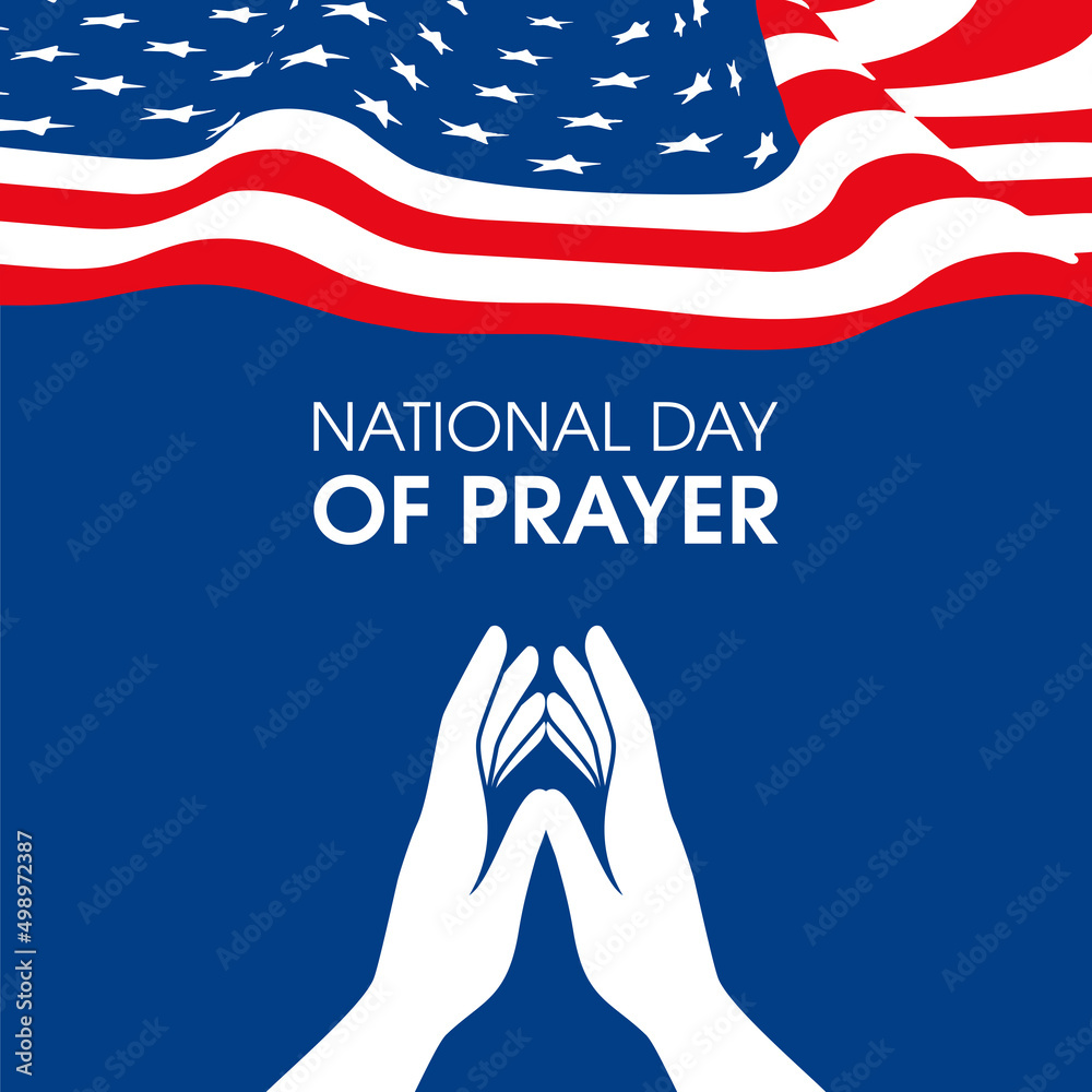 National Day of Prayer vector. Praying hands white silhouette icon ...