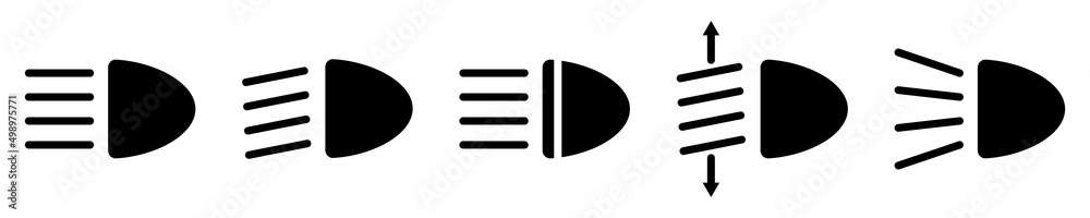Headlight signal icon set. Vector illustration isolated on white ...