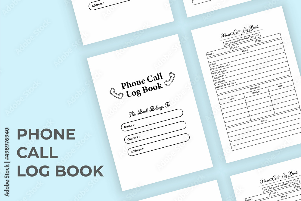 Vetor de Phone call log book KDP interior. Business daily phone call ...