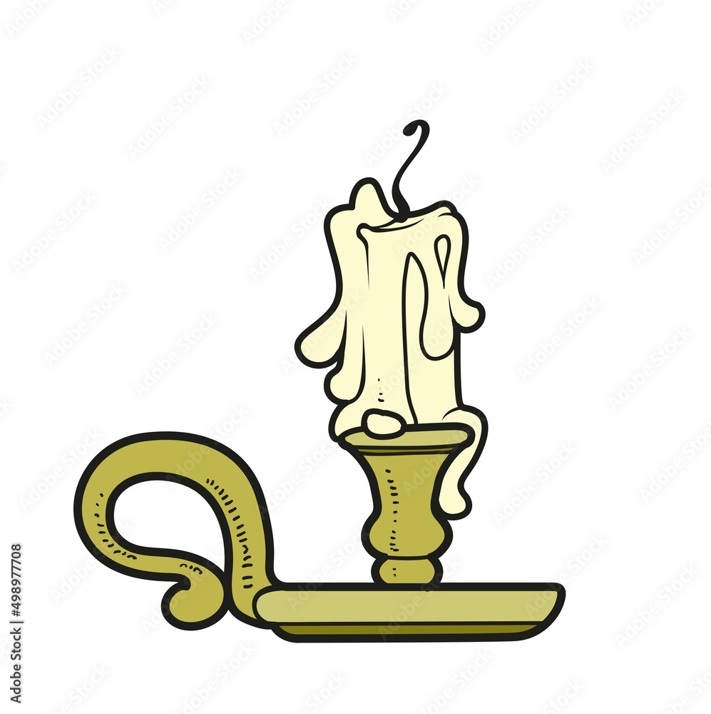 Candle stub in a candelabra with handle color variation for coloring ...