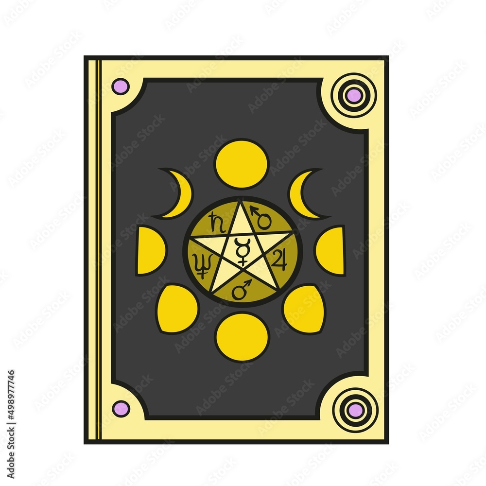 Magic book with forged corners and moon phases on the cover color ...