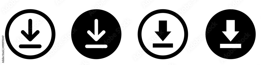 Download icon symbol. Round down arrow. Download icon for apps and ...