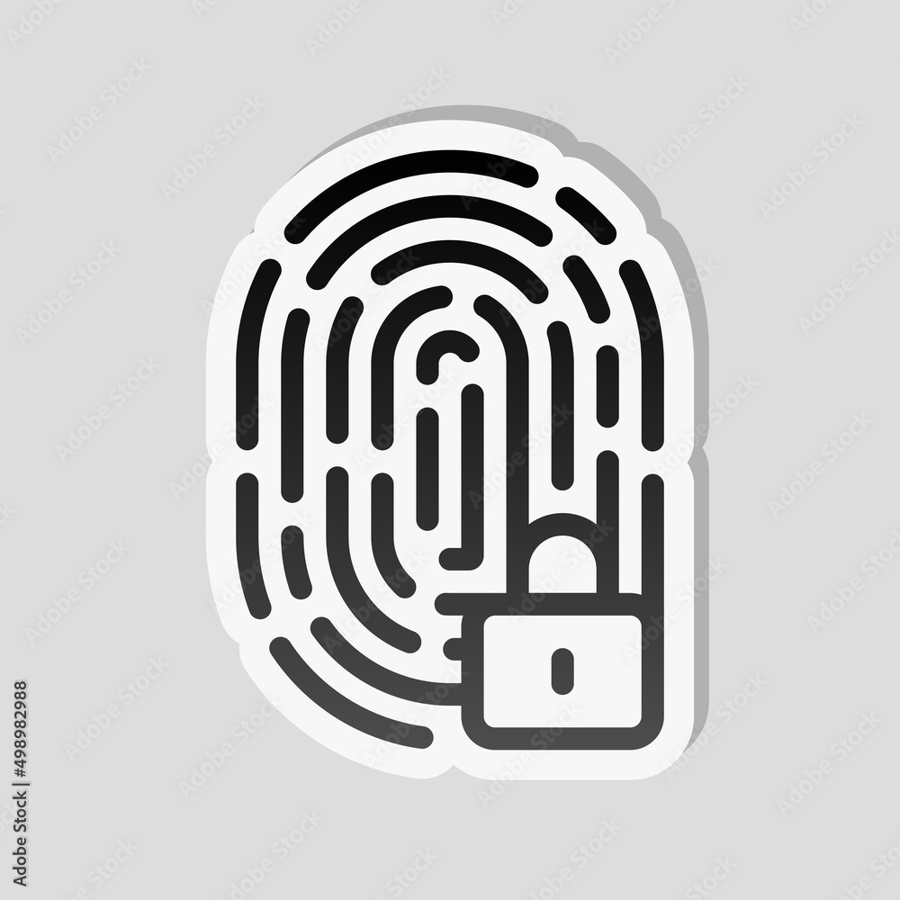Fingerprint and lock, identification of person, digital data protection ...