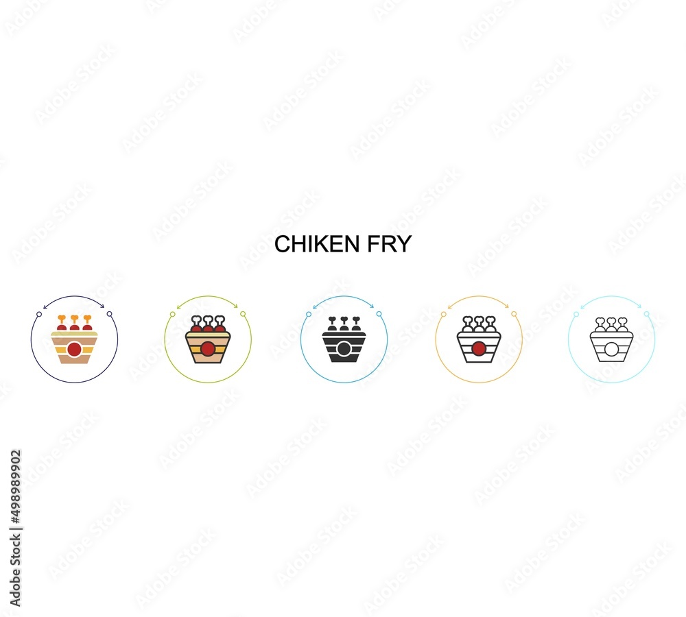 Chicken fry icon set. Five elements in different styles from fast food ...