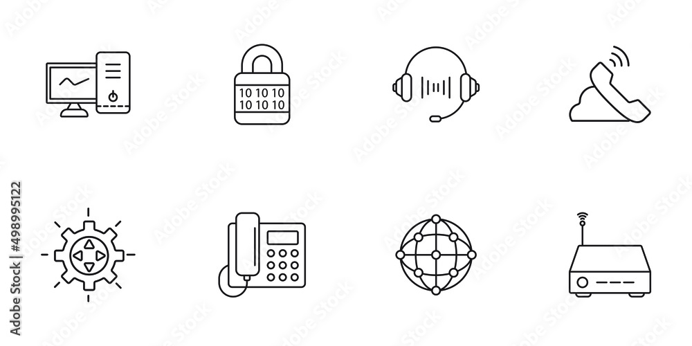Voice over IP icons set . Voice over IP pack symbol vector elements for ...