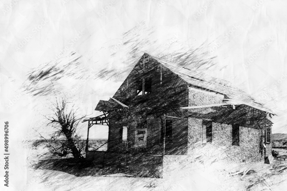 old wooden house in pencil drawing style Stock Illustration | Adobe Stock