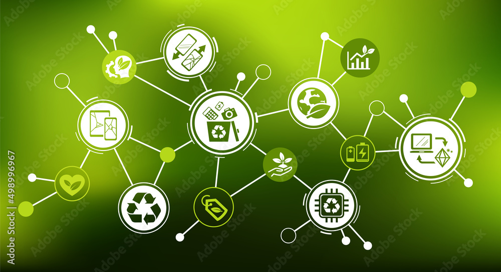 Poster Electronic waste recycling vector illustration – Wall Art ...