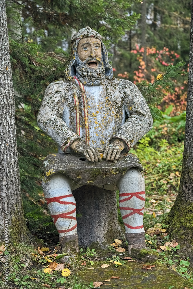 Parikkala, Finland. Sculpture of a poem singer by artist Veijo ...