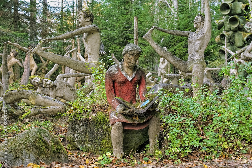 Parikkala, Finland. Sculptures by artist Veijo Ronkkonen in his ...